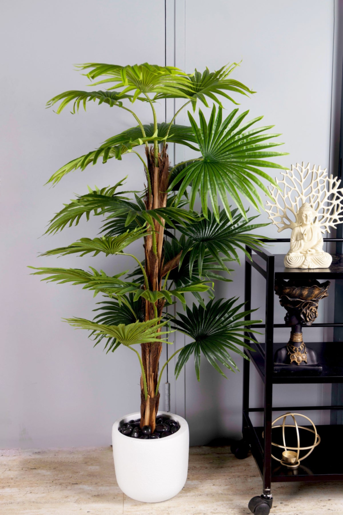 Pollination Green Artificial Bottle Fan Palm Plant Without Pot – decor
